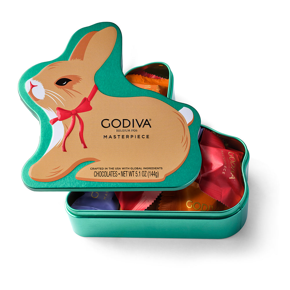 Chocolate Masterpiece Bunny Tin 15pc. | GODIVA – GODIVA Chocolatier, Inc.